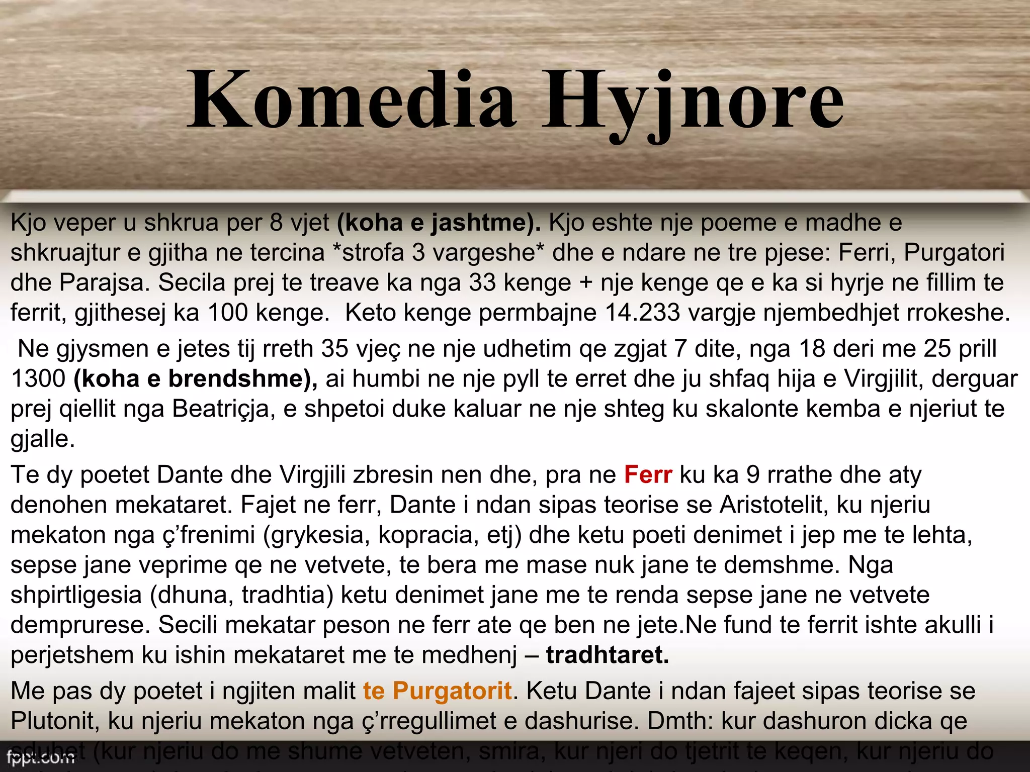 Vepra Komedia Hyjnore. Dante Aligeri | PPTX