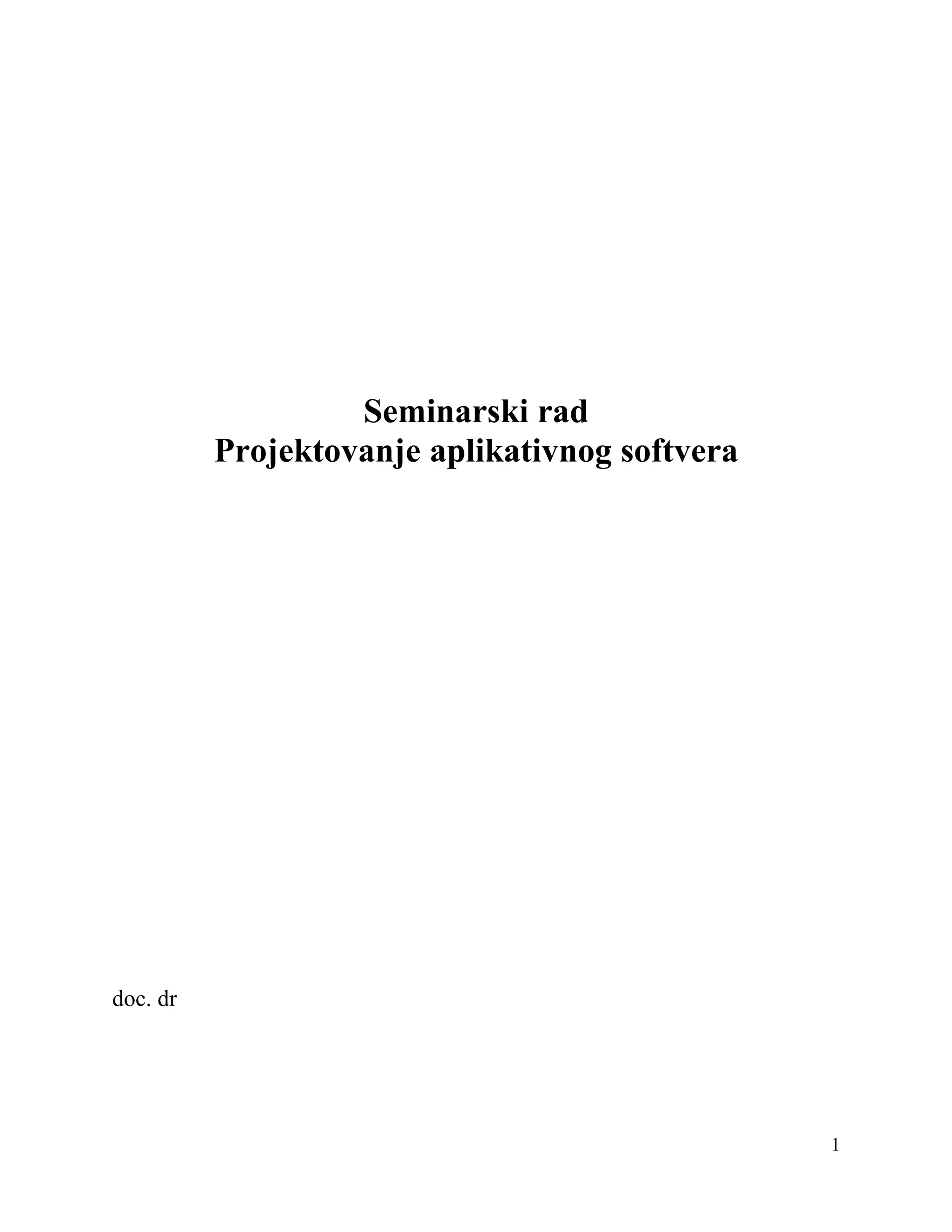 Projektovanje aplikativnog softvera | DOC