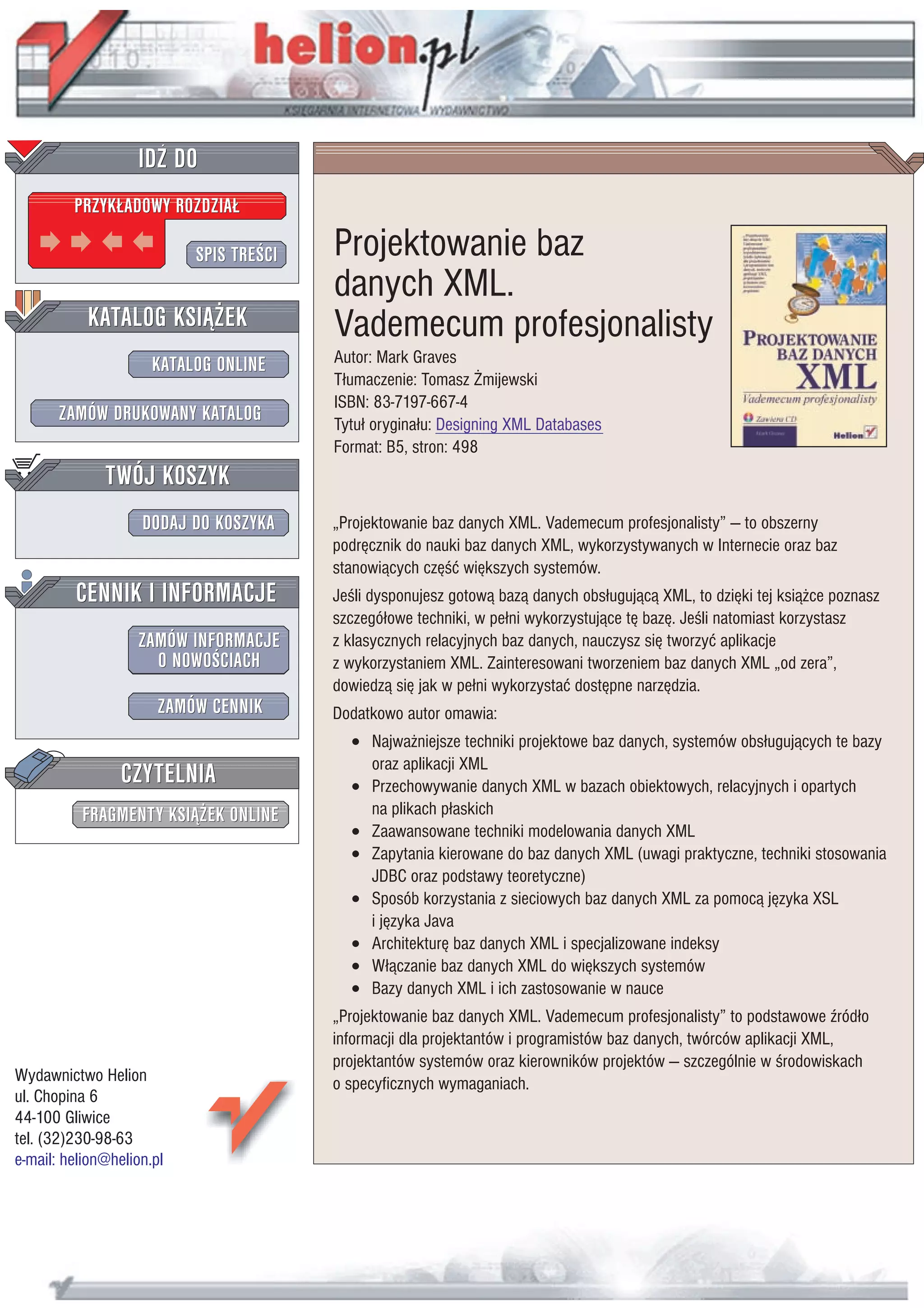 Projektowanie baz danych XML. Vademecum profesjonalisty | PDF | Databases | Computer Software ...