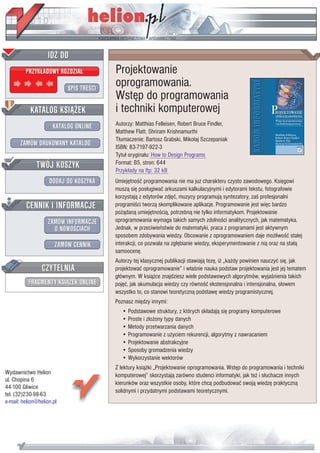 Projektowanie oprogramowania. Wstęp do programowania i techniki komputerowej | PDF