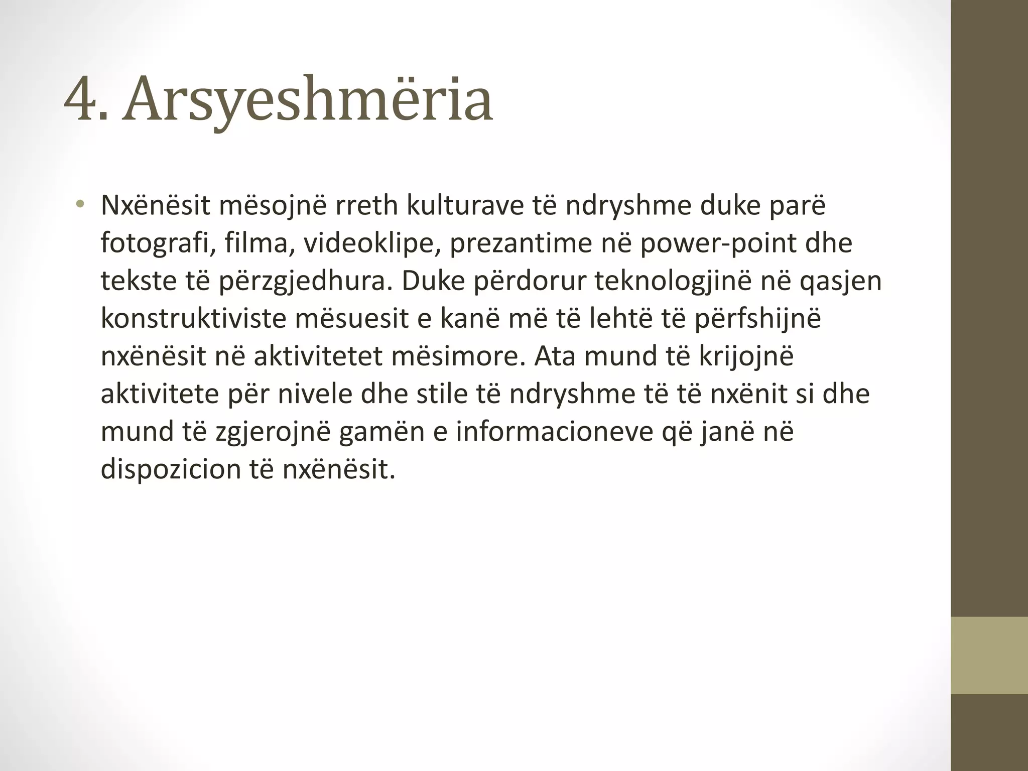 Përdorimi i teknologjisë në mësimdhënien e nivelit fillor | PPTX