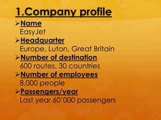 International Business Management: EasyJet | PPTX