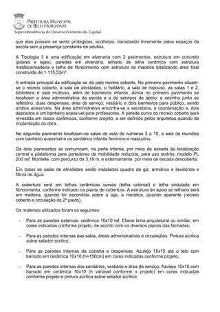 Projeto arquitetônico das UMEIS tipologia 3 | PDF