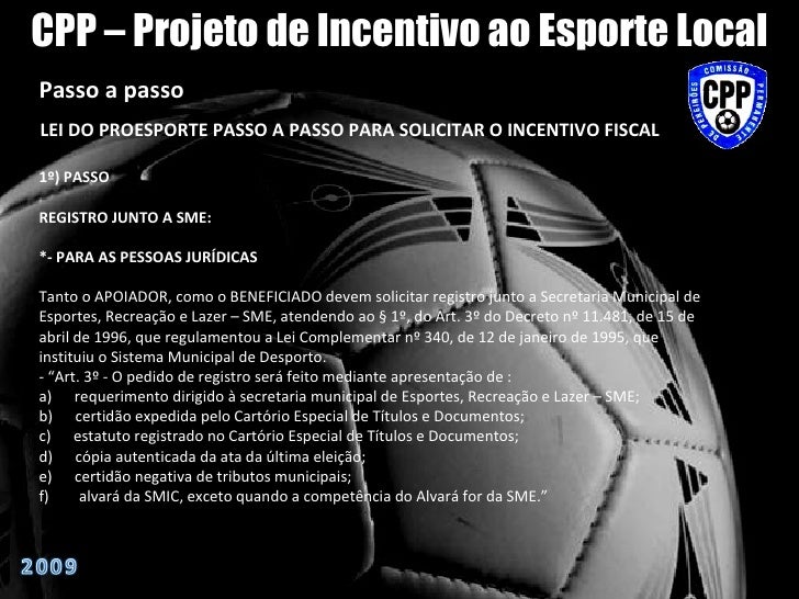 Projeto De Incentivo ao Esporte Local Projeto De Incentivo ao Esporte Local