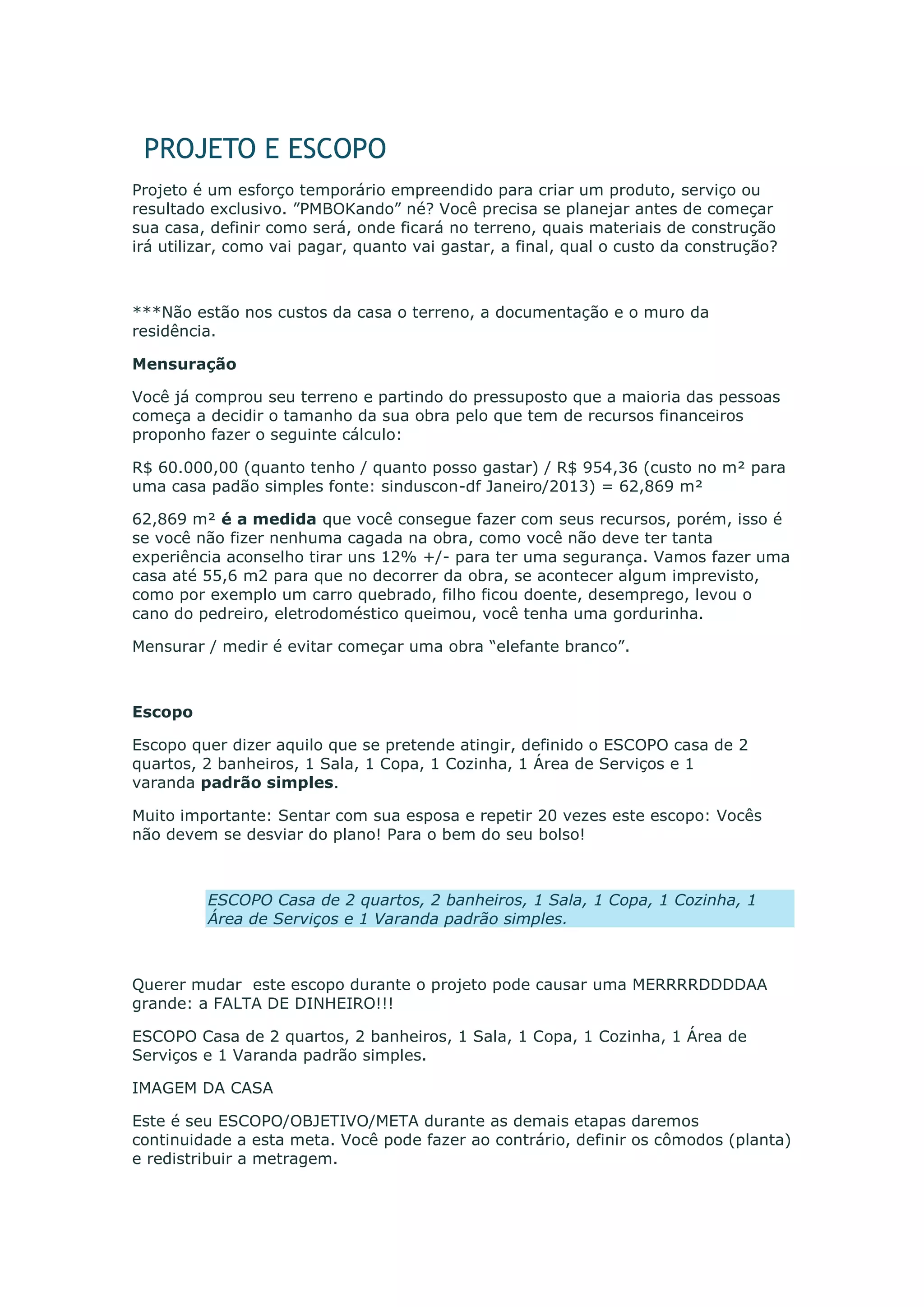 Projeto e escopo | PDF