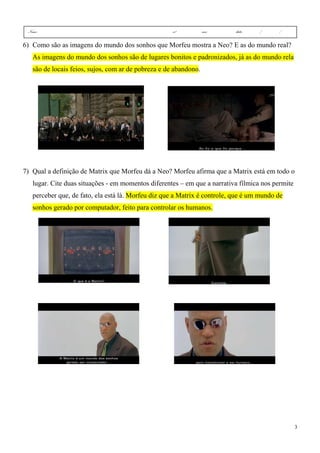 Projeto Matrix e a Filosofia - Roteiro para leitura exploratória - padrão de resposta1 | PDF