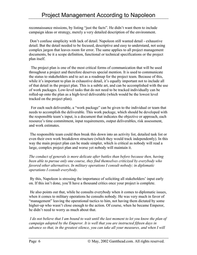 Proj mgmt for napoleon | PDF