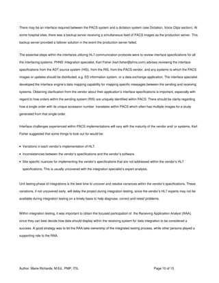 Project Management Applied to PACS Implementations | PDF