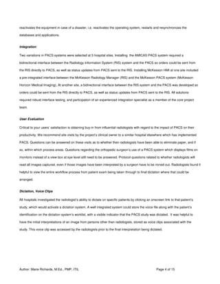 Project Management Applied to PACS Implementations | PDF