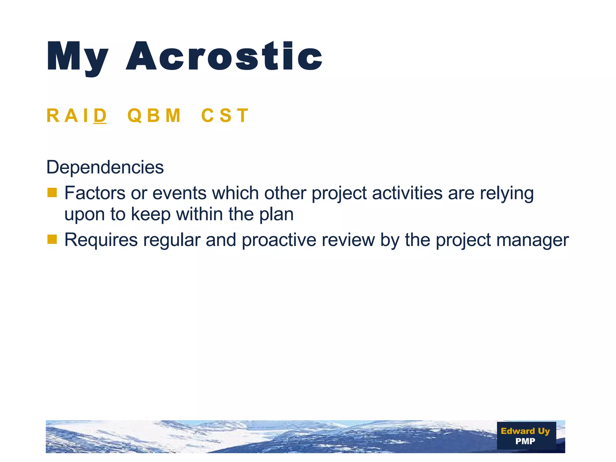 My Simple Acrostic for Project Management | PPT