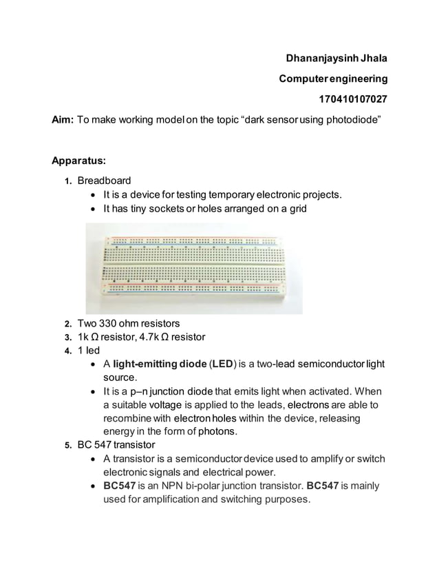 Dark sensor using photodiode | DOCX
