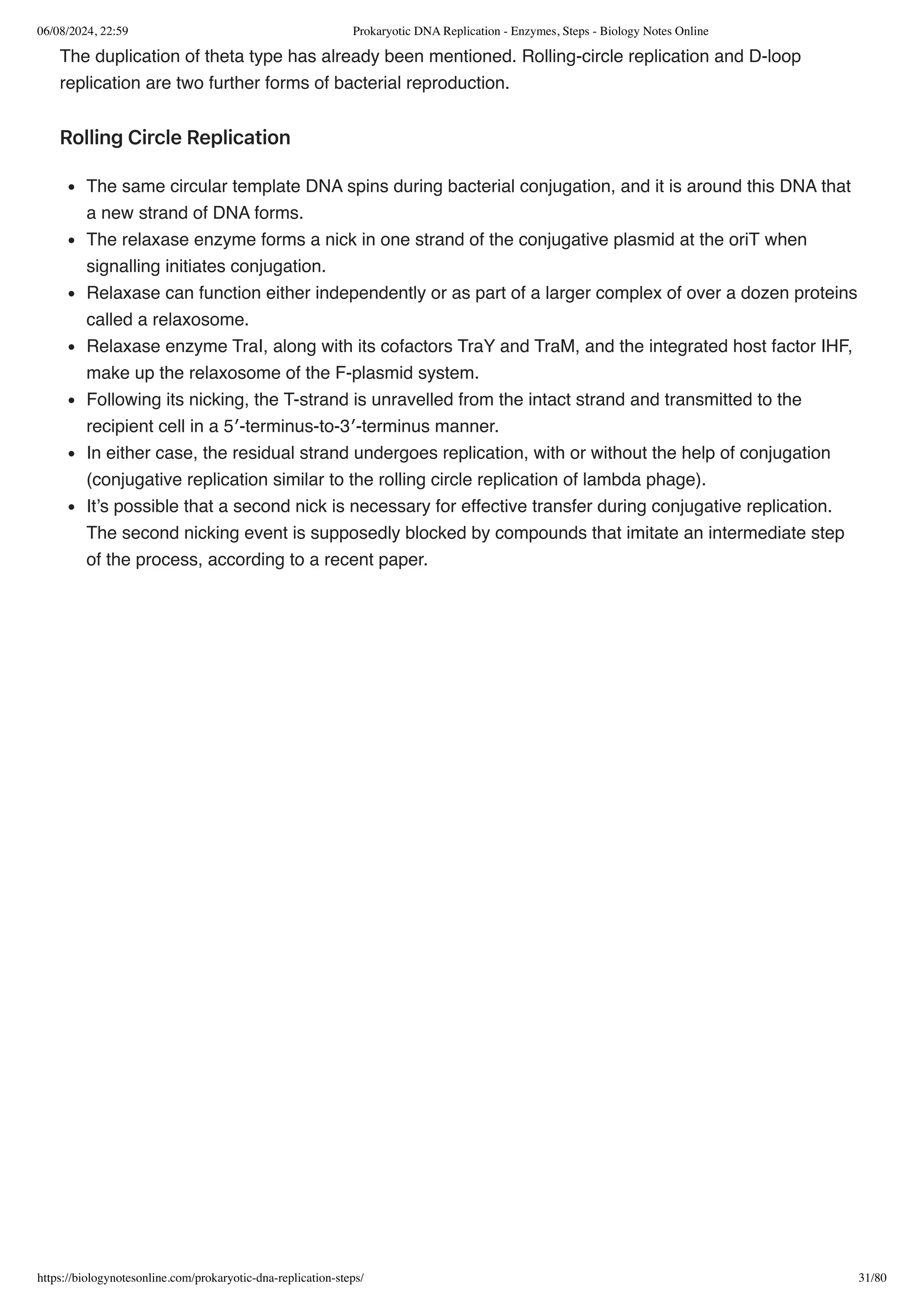 Prokaryotic Dna Replication Enzymes Steps Biology Notes Onlinepdf