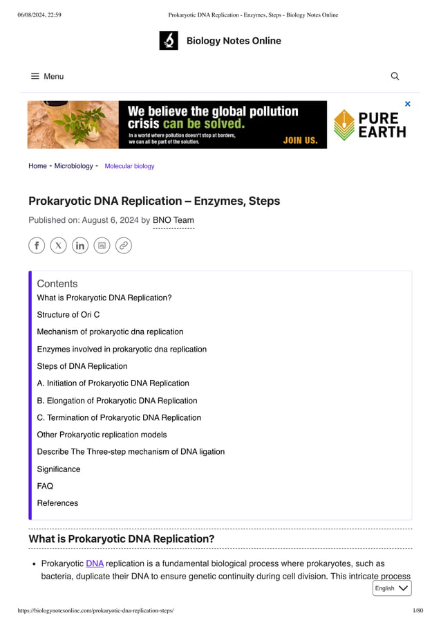 Prokaryotic DNA Replication - Enzymes, Steps - Biology Notes Online.pdf