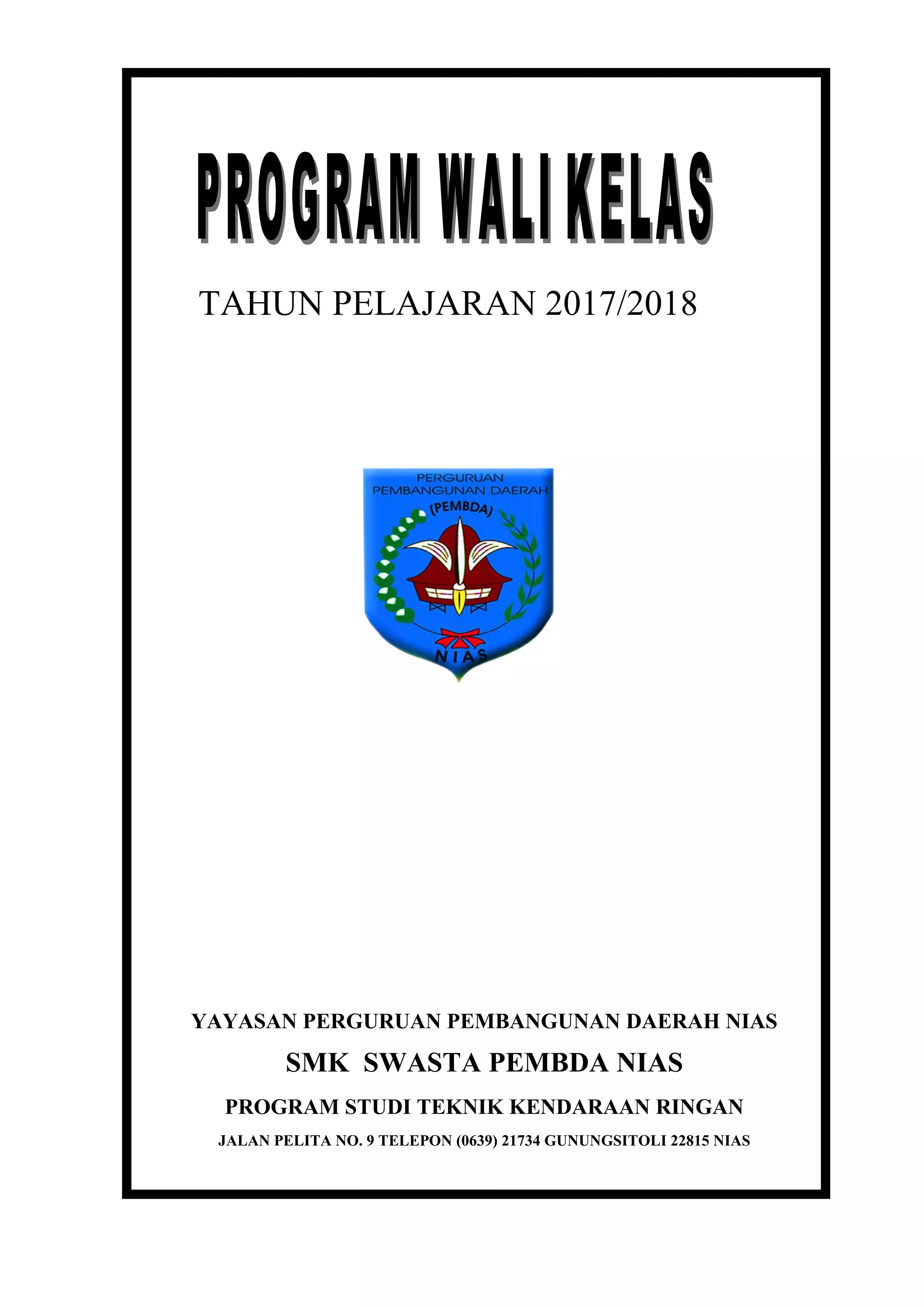 Program Wali Kelas 2017/2018 | PDF