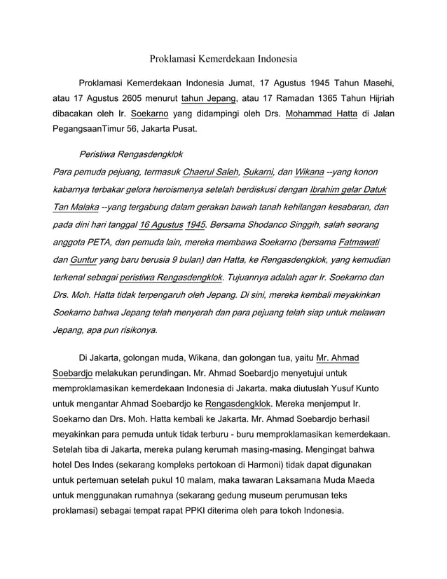 Proklamasi Kemerdekaan Indonesia | PDF