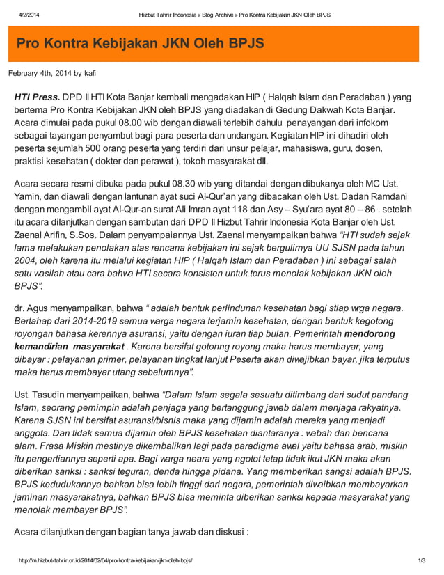 Pro kontra kebijakan jkn oleh bpjs | PDF