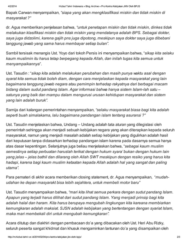 Pro kontra kebijakan jkn oleh bpjs | PDF