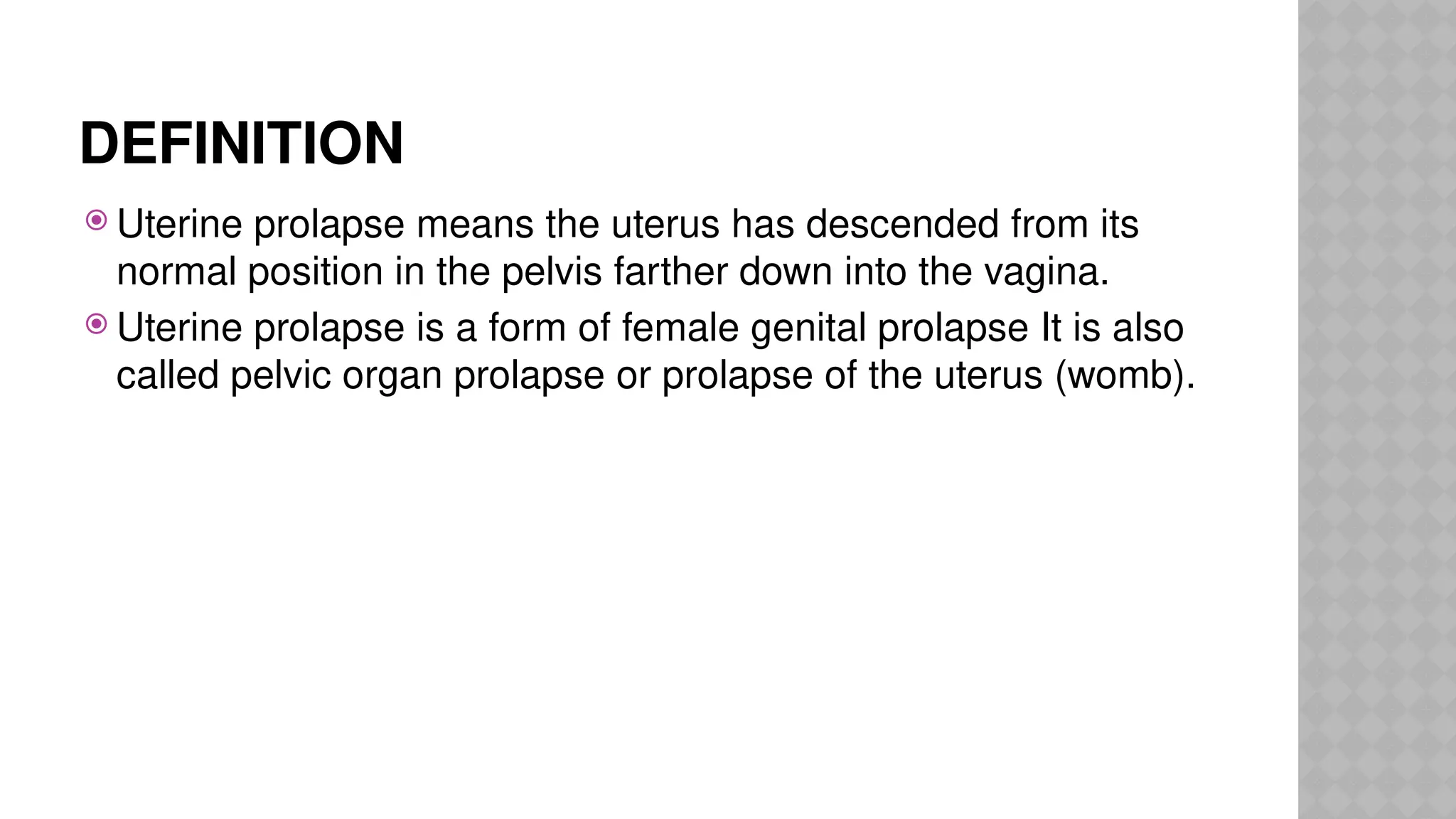 Prolapse of uterus.it elaborates on uterovaginal prolapse ,signs ...