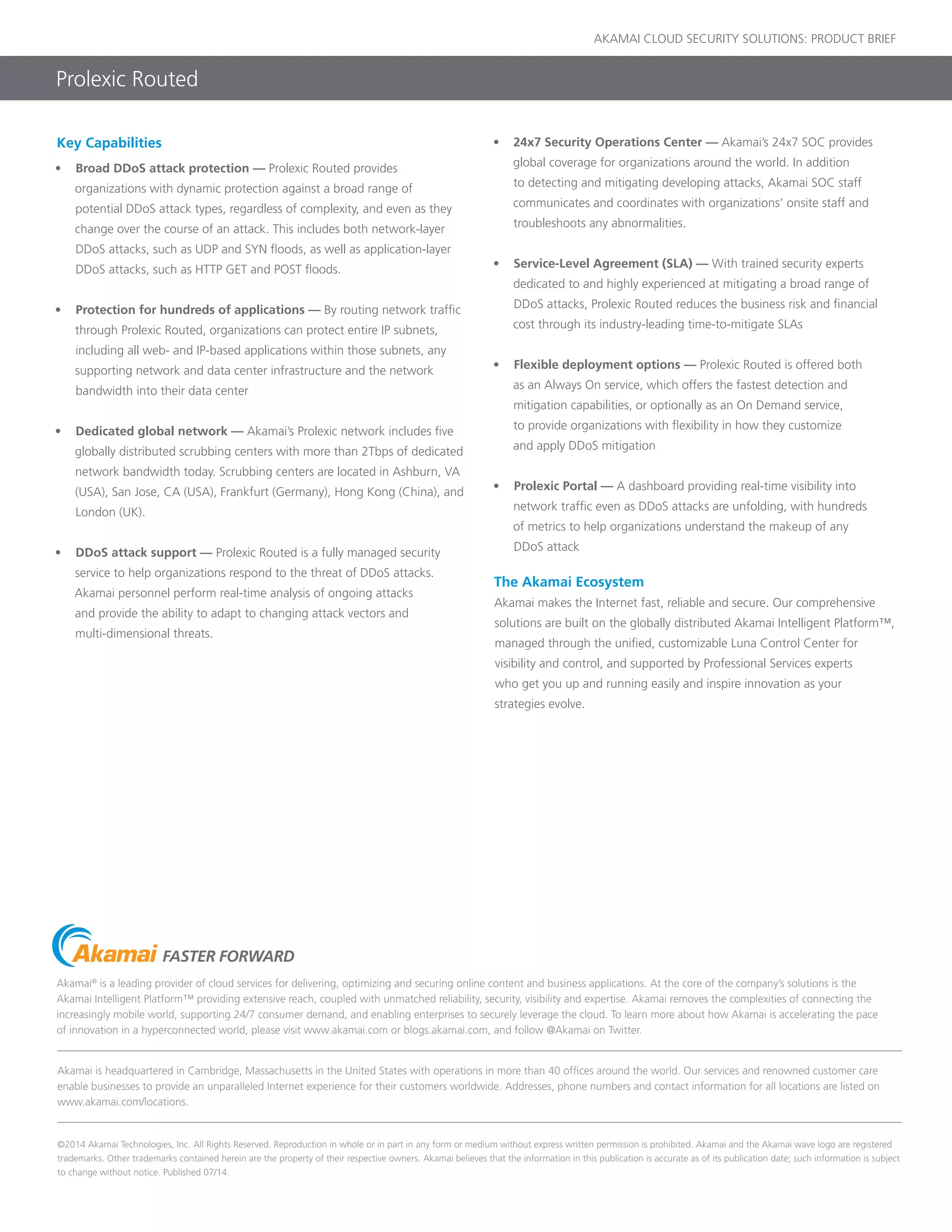 Prolexic Routed Product Brief - DDoS defense for protecting network and ...