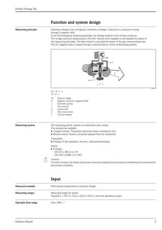 Proline promag 10 l endress+hauser datasheet-electromagnetic flowmeter ...