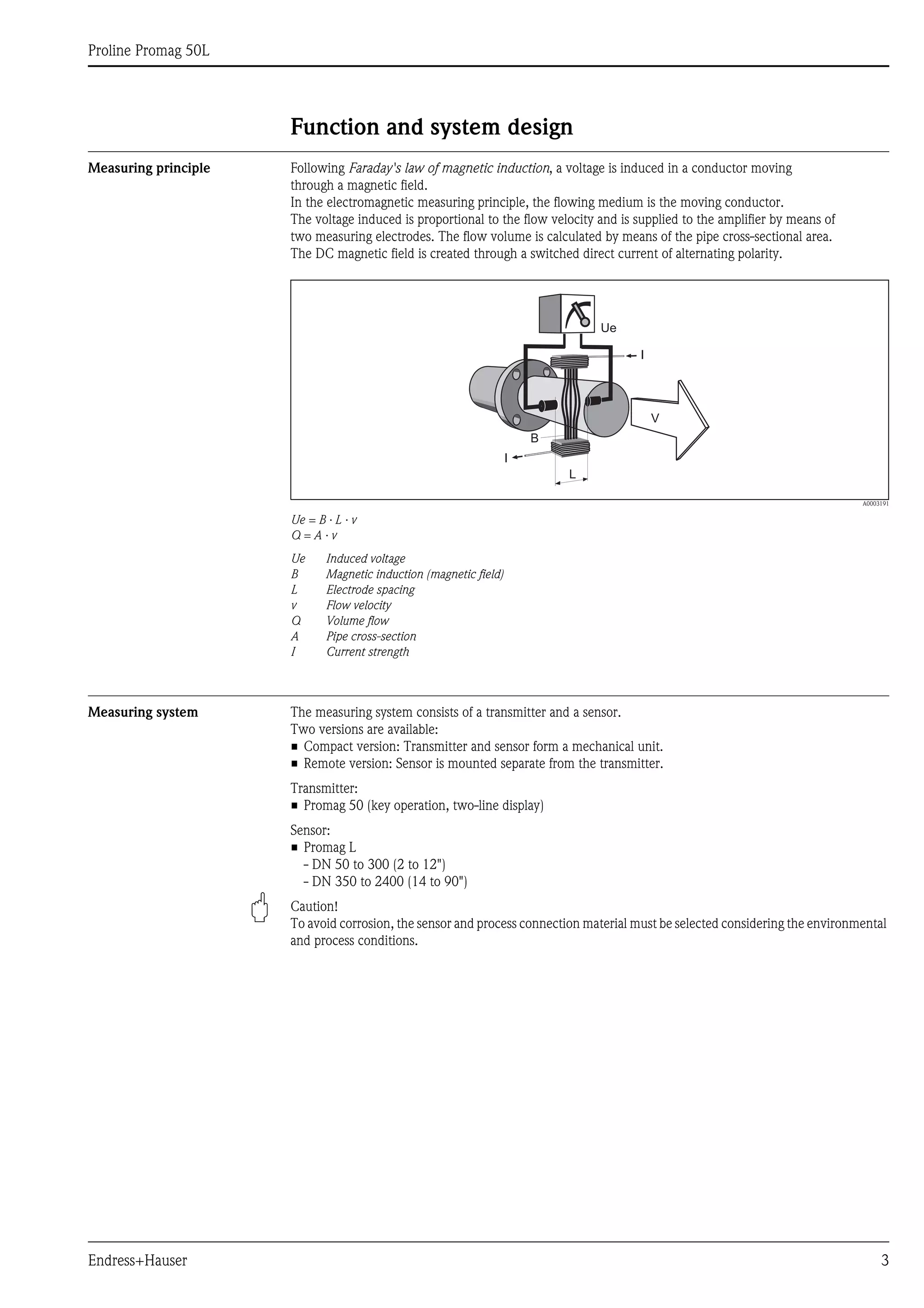 Proline promag 50 l endress+hauser datasheet-electromagnetic flowmeter ...