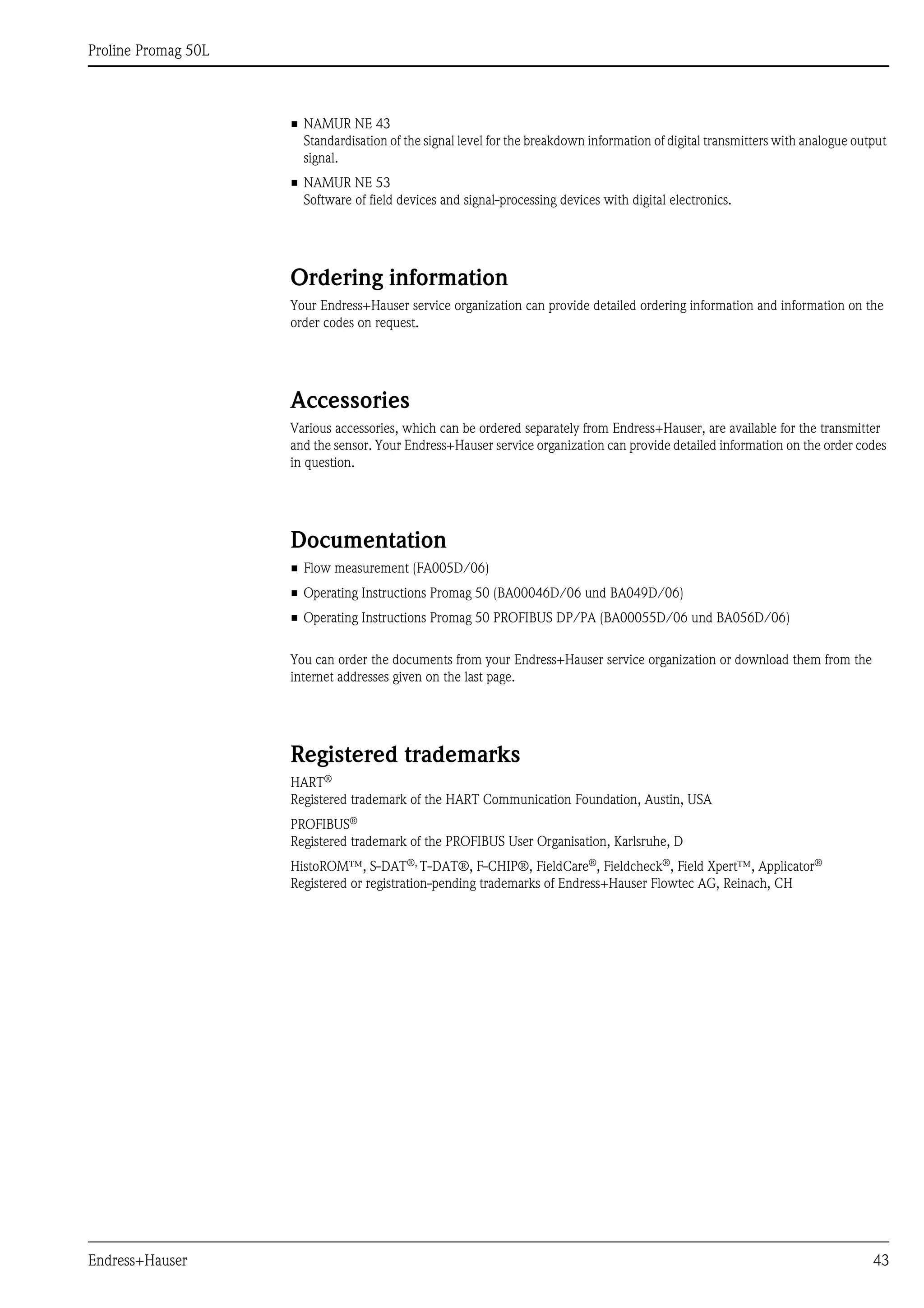 Proline promag 50 l endress+hauser datasheet-electromagnetic flowmeter ...