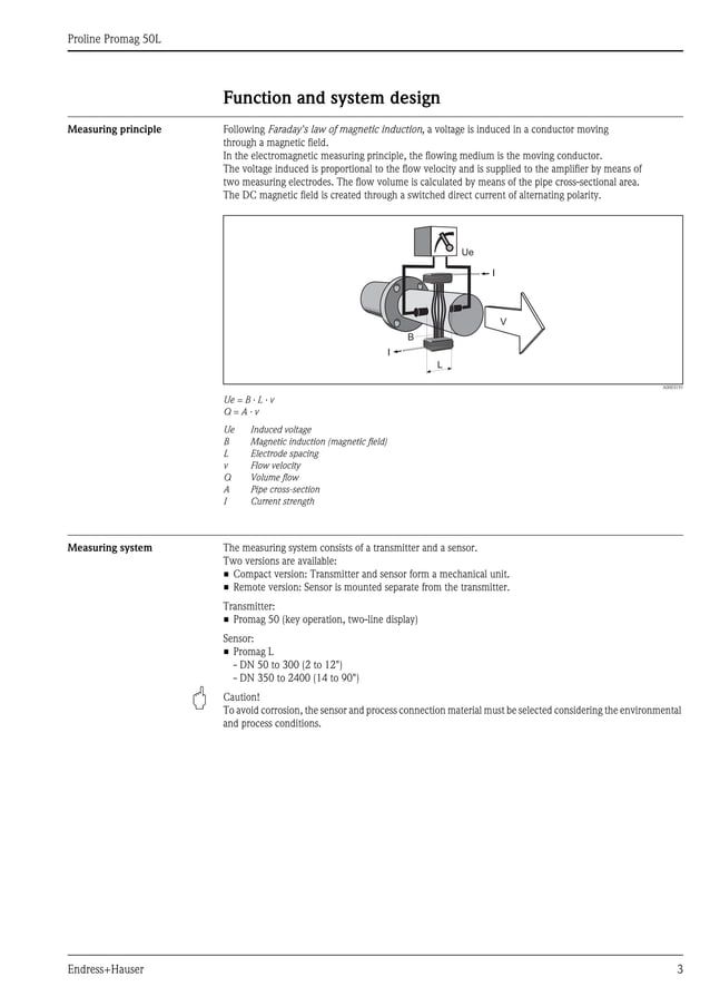 Proline promag 50 l endress+hauser datasheet-electromagnetic flowmeter ...