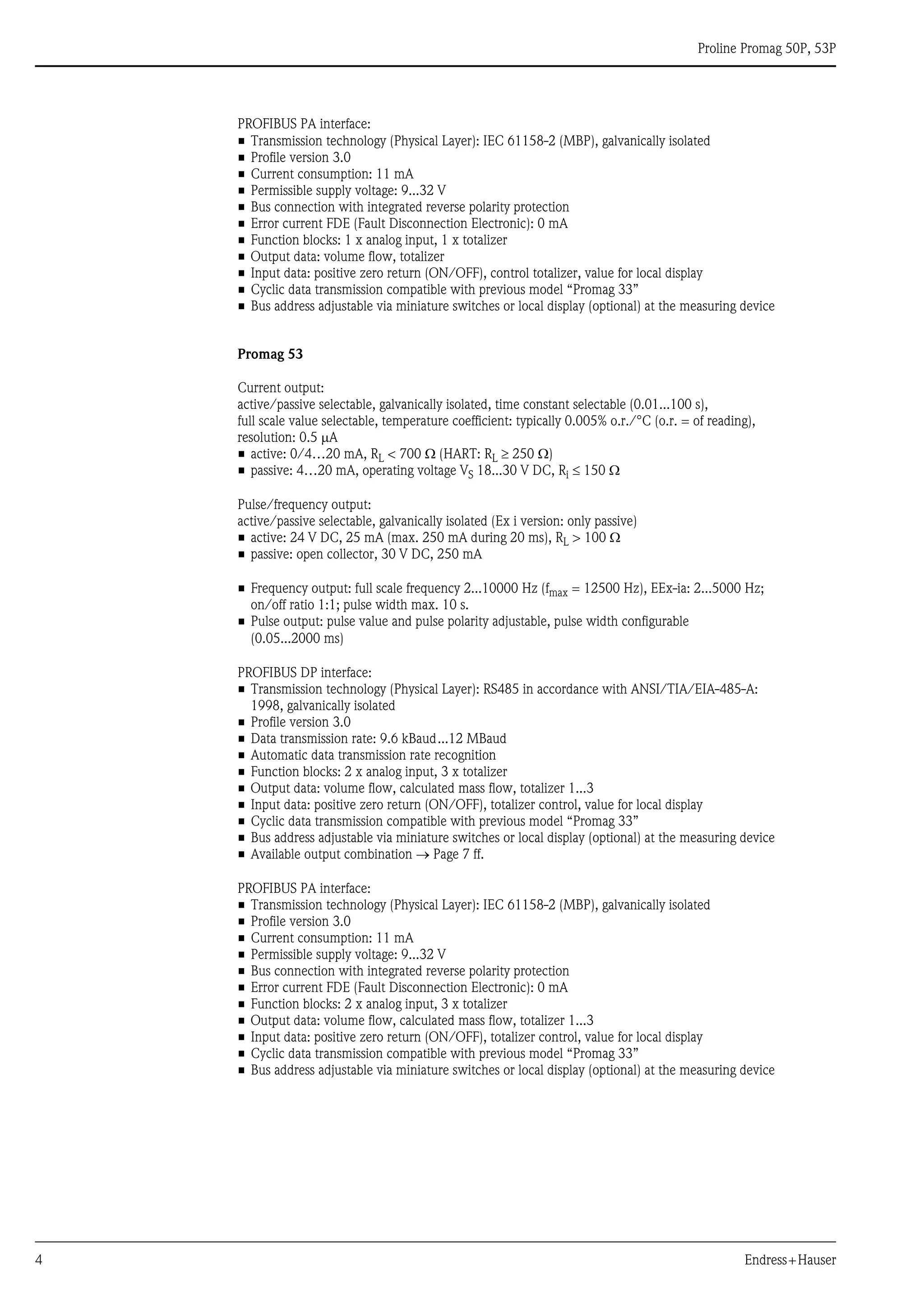 Proline Promag 50P, 53P-Electromagnetic Flowmeter | PDF