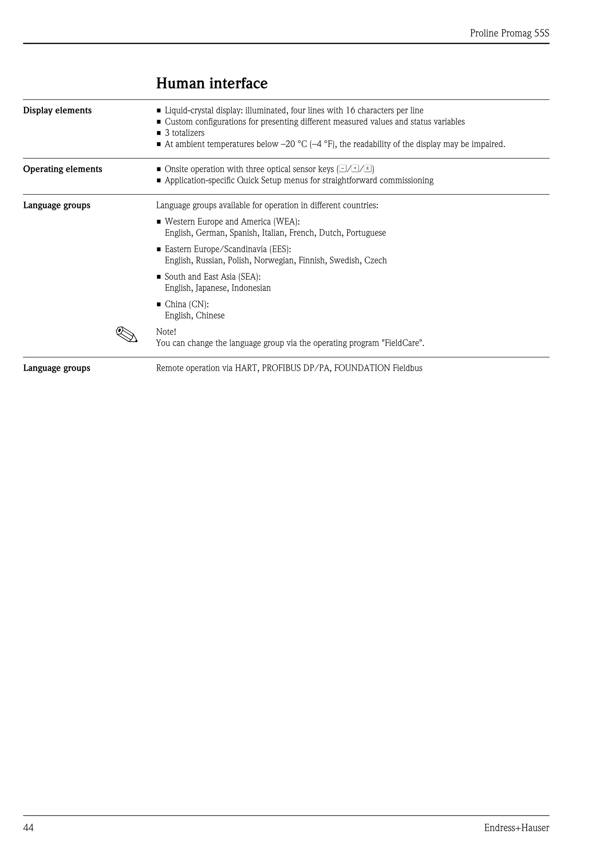 Proline promag 55 s endress+hauser datasheet-electromagnetic flowmeter ...