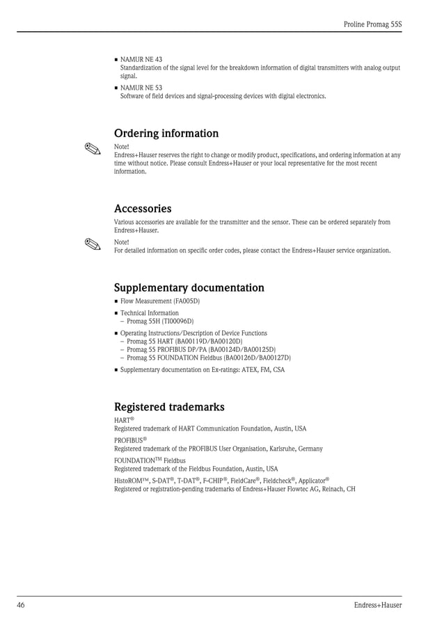 Proline promag 55 s endress+hauser datasheet-electromagnetic flowmeter ...