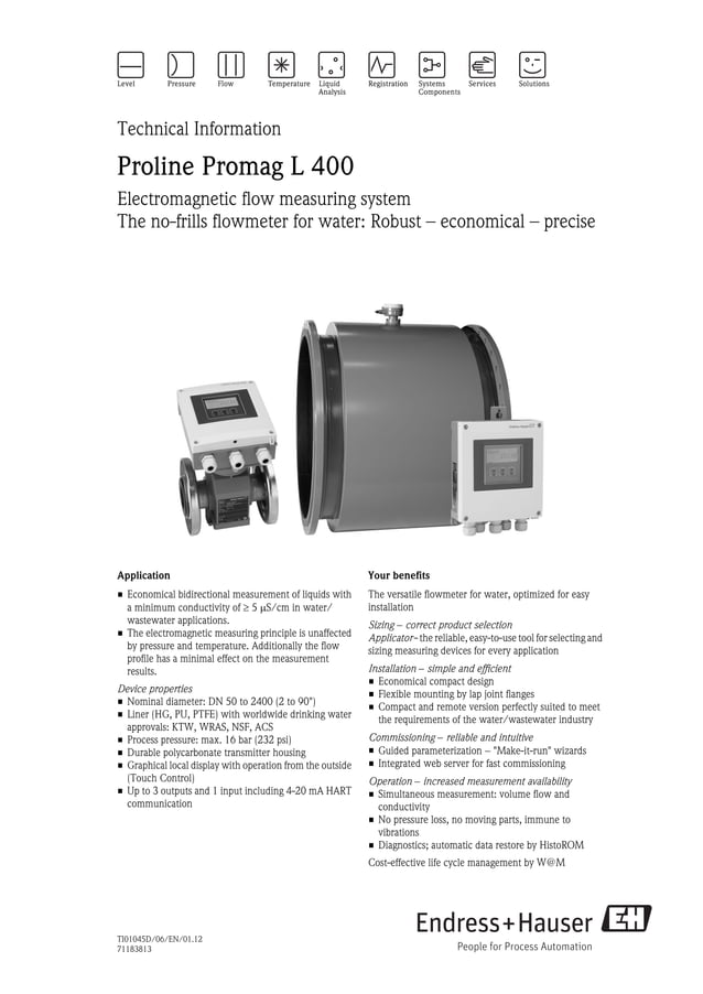 Proline Promag L 400-Electromagnetic Flowmeter | PDF