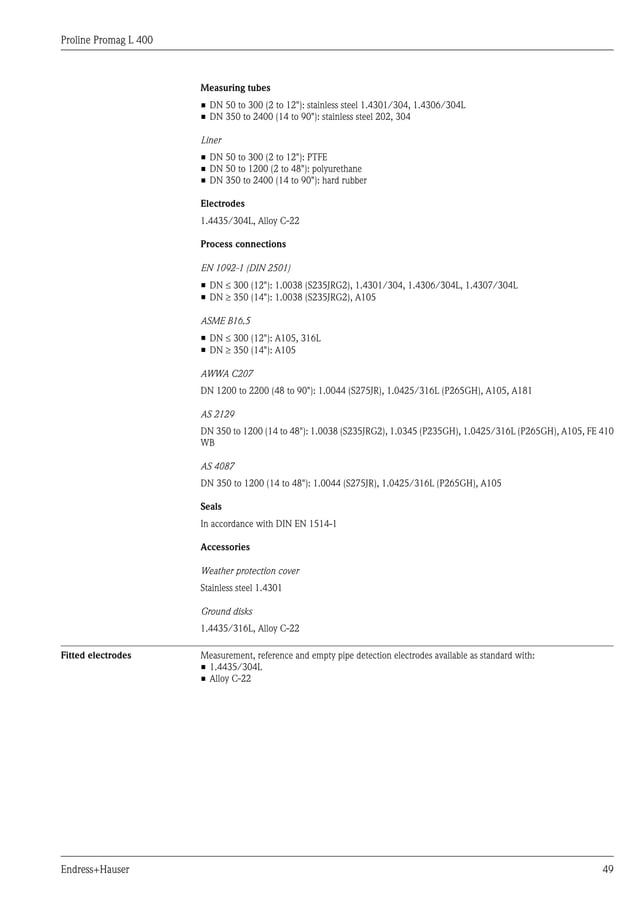 Proline Promag L 400-Electromagnetic Flowmeter | PDF