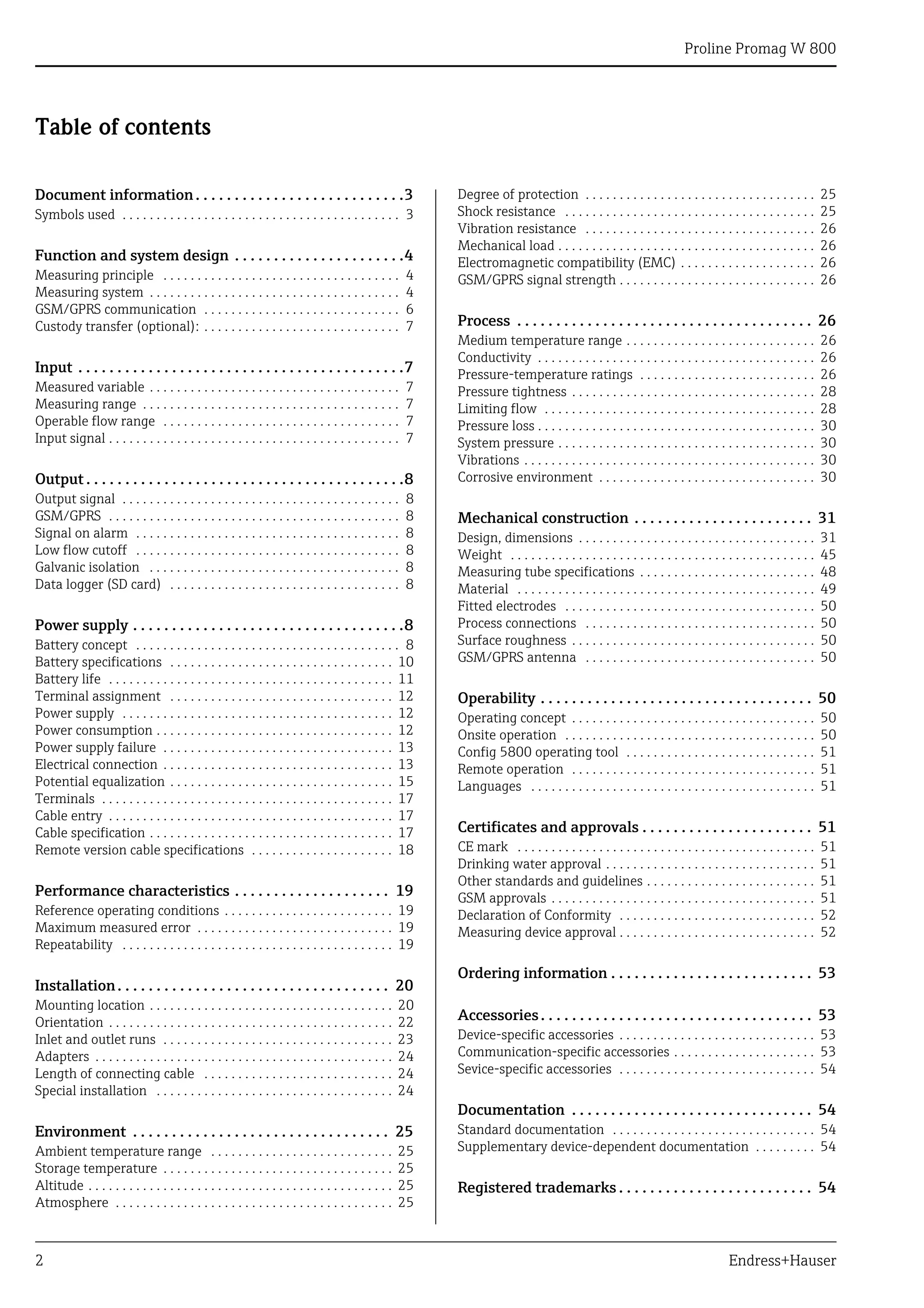 Proline promag w 800 endress+hauser datasheet-electromagnetic flowmeter ...