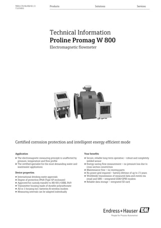 Proline promag w 800 endress+hauser datasheet-electromagnetic flowmeter ...