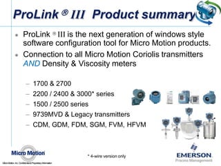 MicroMotion Coriolis ProLink III Slide.pptx