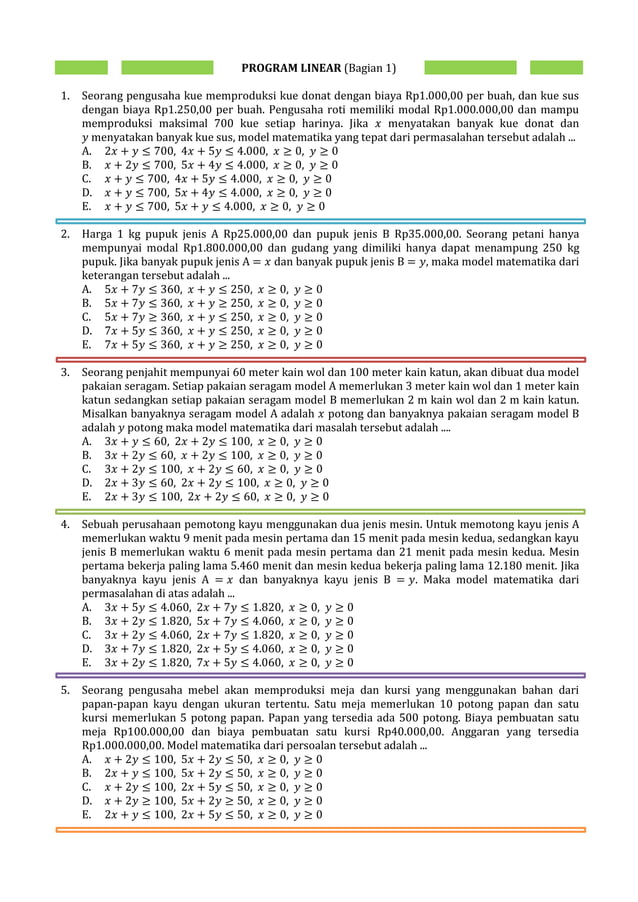 Soal Program Linear (1) | PDF | Free Download