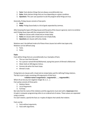 Introduction to Prolog (PROramming in LOGic) | PDF