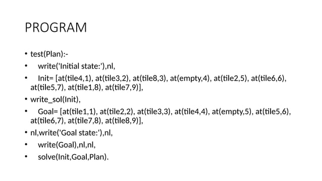 8 puzzle problem in PROLOG programming Language | PPT