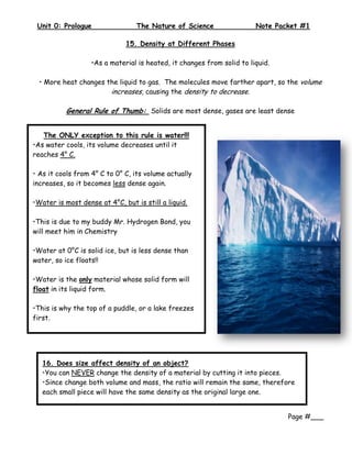 Prologue Note Packet 1 Handout (Blue) | DOC | Geology | Science