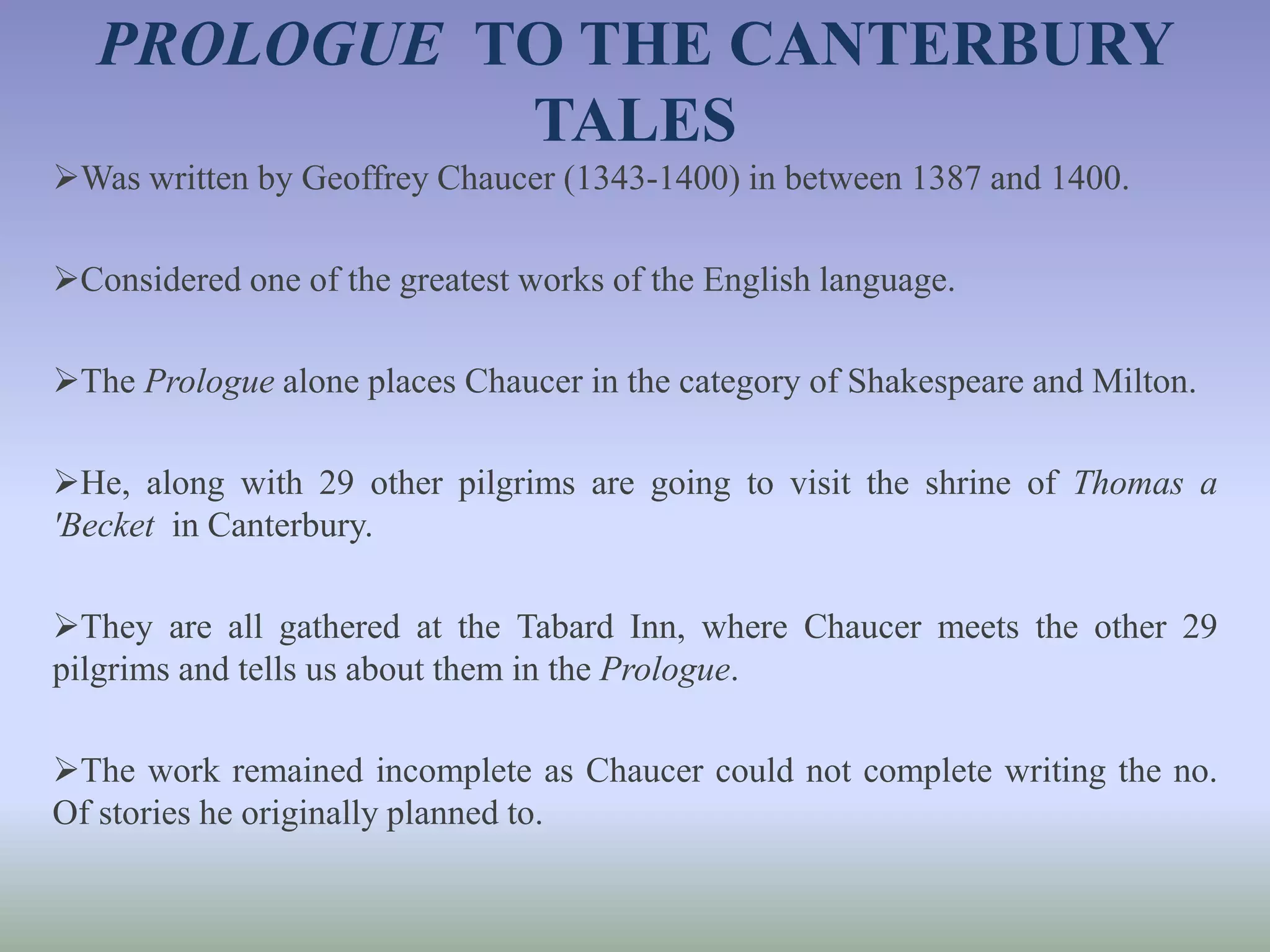 Prologue to the canterbury tales | PPTX