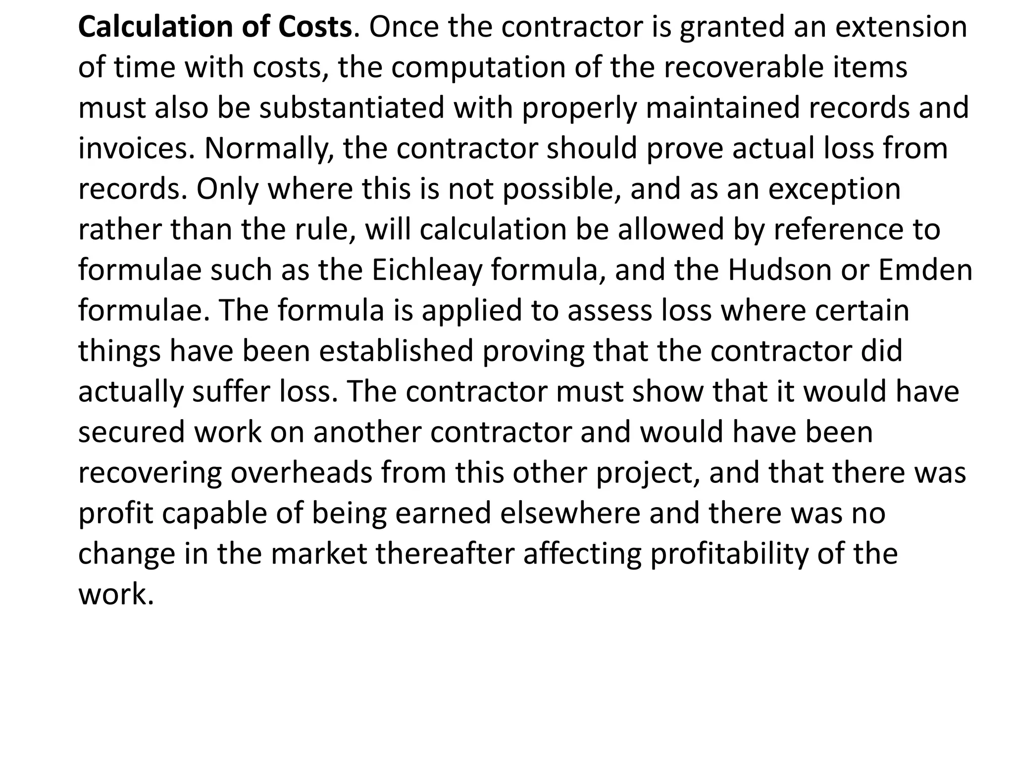 Prolongation cost calculation | PPTX