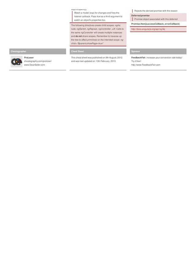 AngularJS CheatSheet | PDF