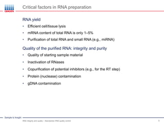 RNA integrity and quality - Standardize RNA quality control | PDF
