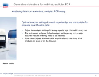 Critical Factors for Successful Real-Time PCR: Multiplex PCR | PPT