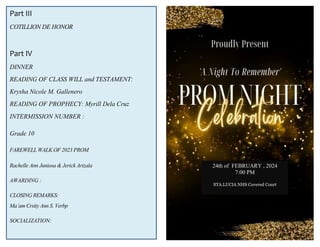 2024 Juniors Prom emade Programme Sample | DOCX