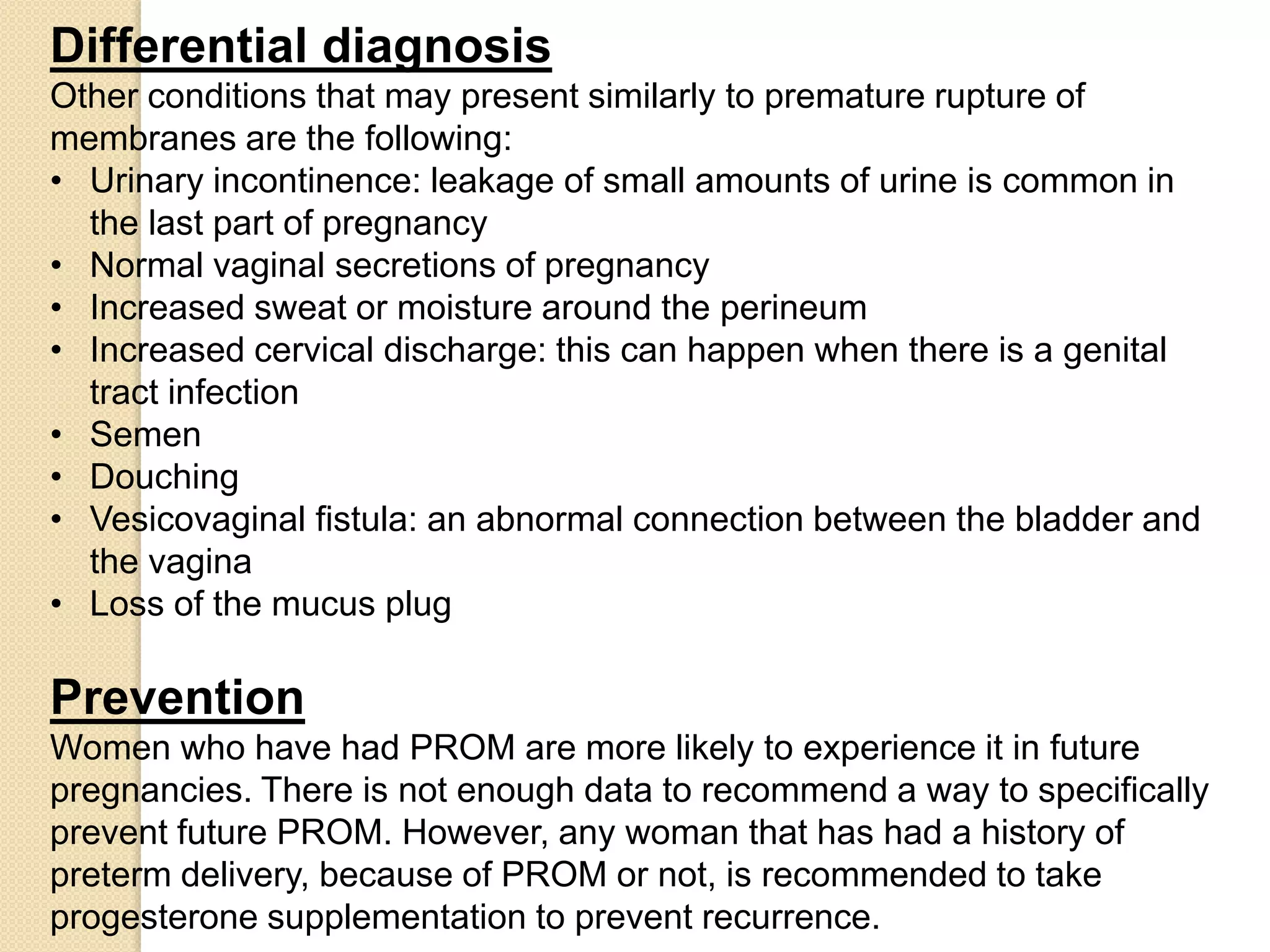Pre-Labor Rupture of Membranes (PROM) | PPTX