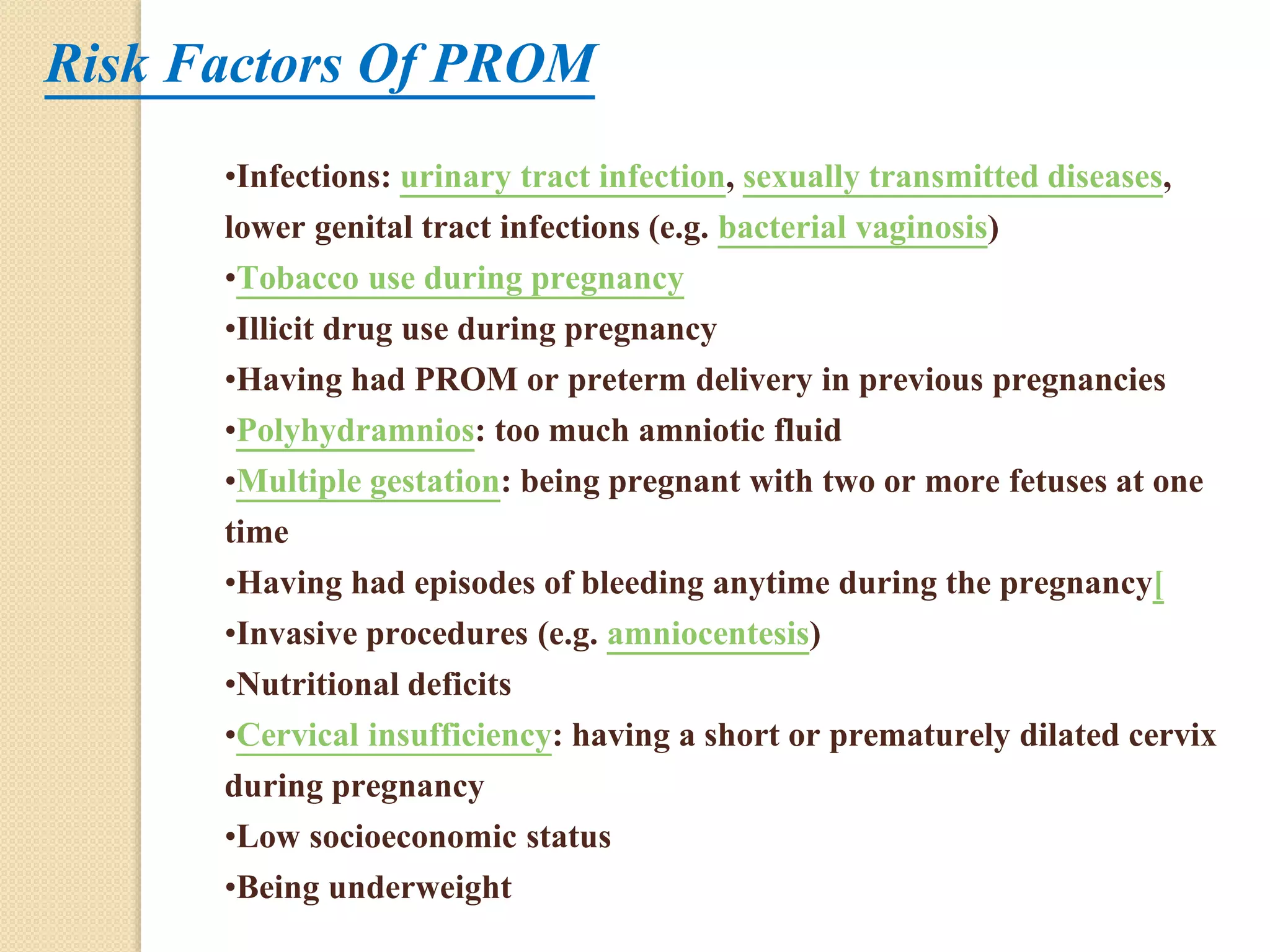 Pre-Labor Rupture of Membranes (PROM) | PPTX