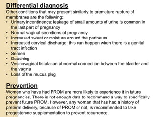 Pre-Labor Rupture of Membranes (PROM) | PPTX