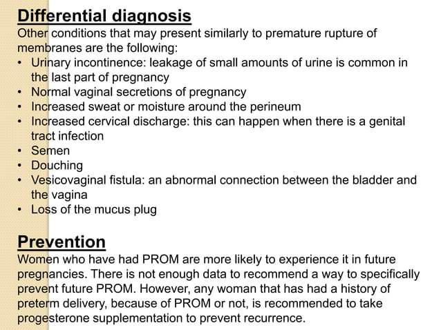 Pre-Labor Rupture of Membranes (PROM) | PPTX
