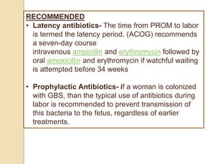Pre-Labor Rupture of Membranes (PROM) | PPTX